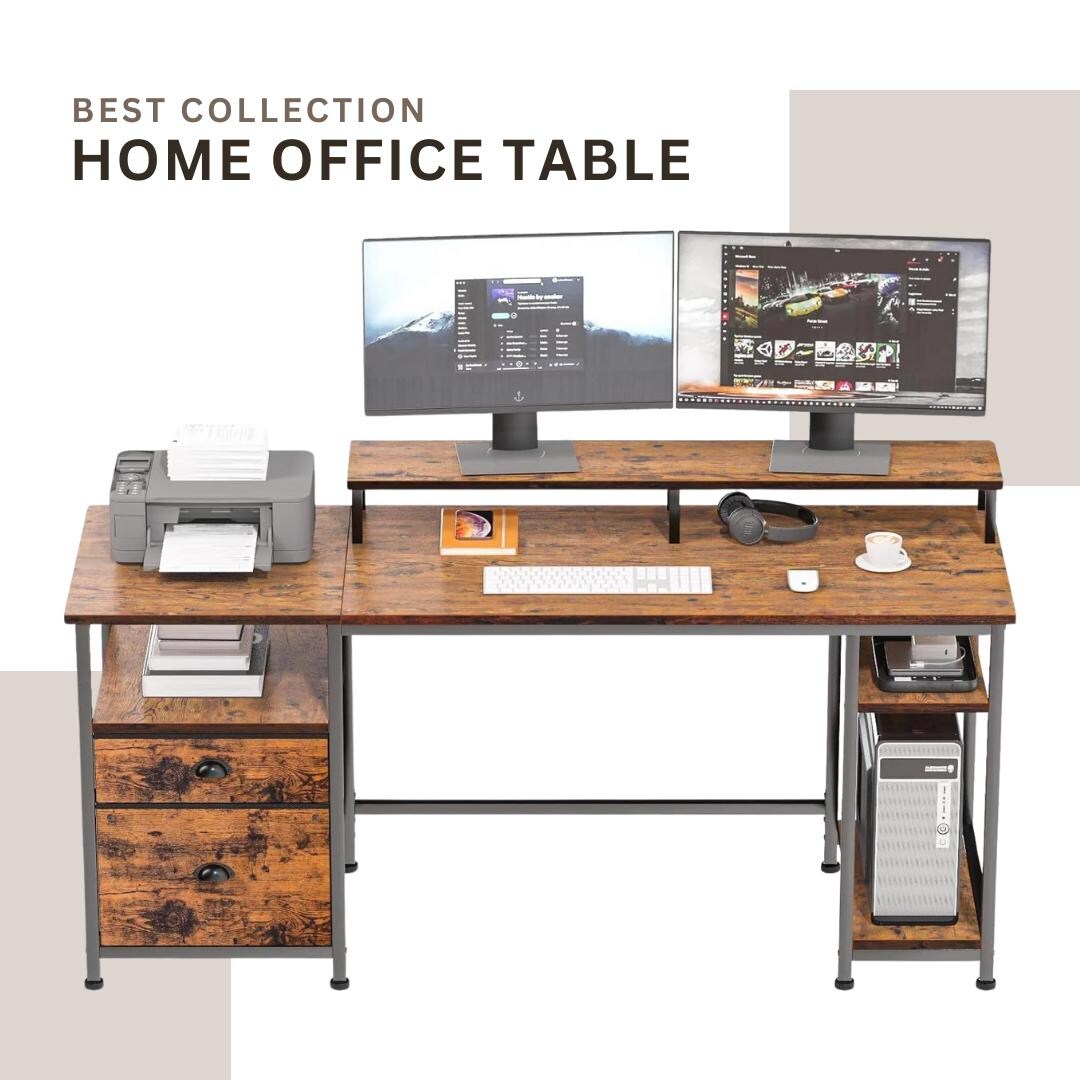 Wooden Gaming Computer Desk Studio Desk With Drawer Office Home Table ...