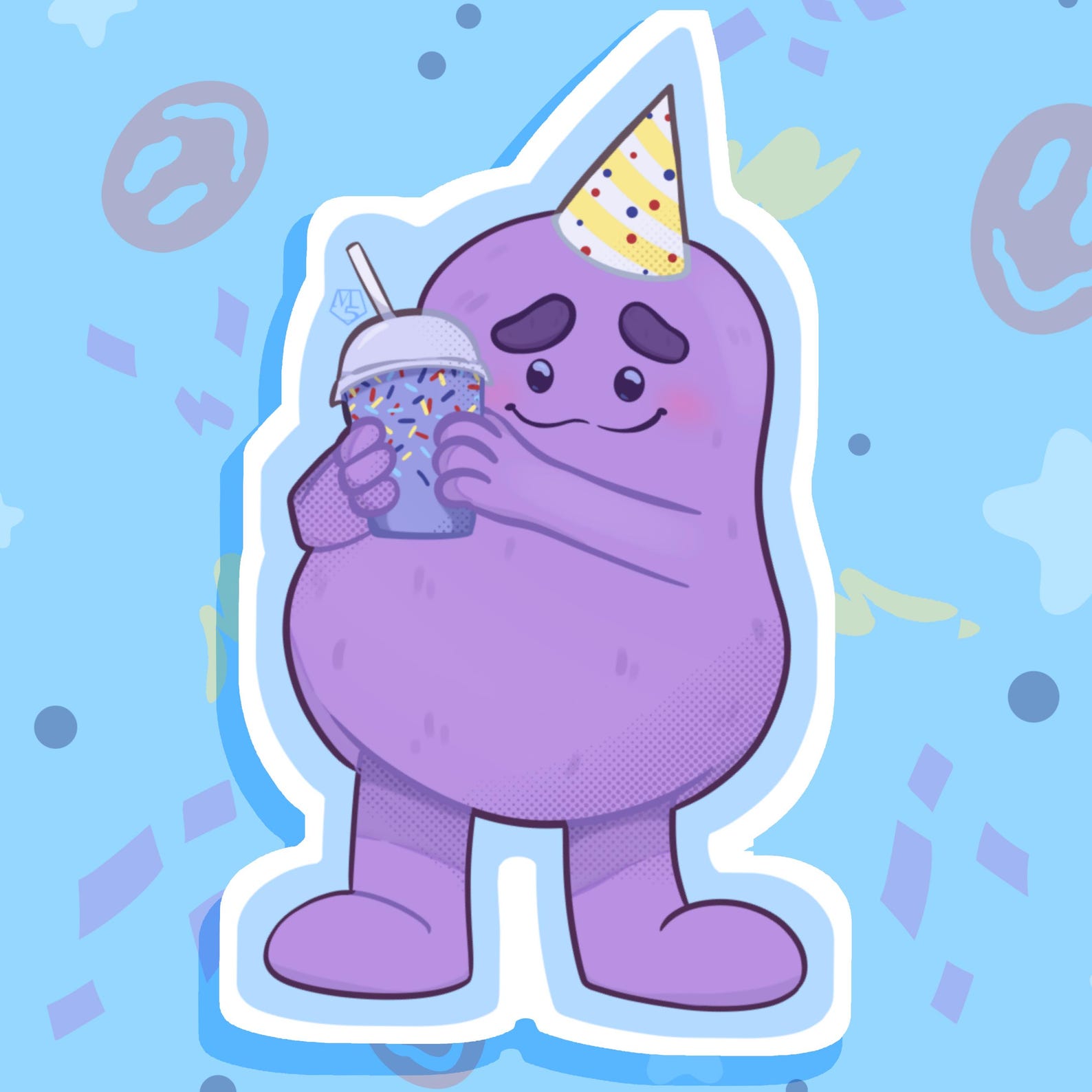 Grimace Birthday Shake Sticker - Etsy