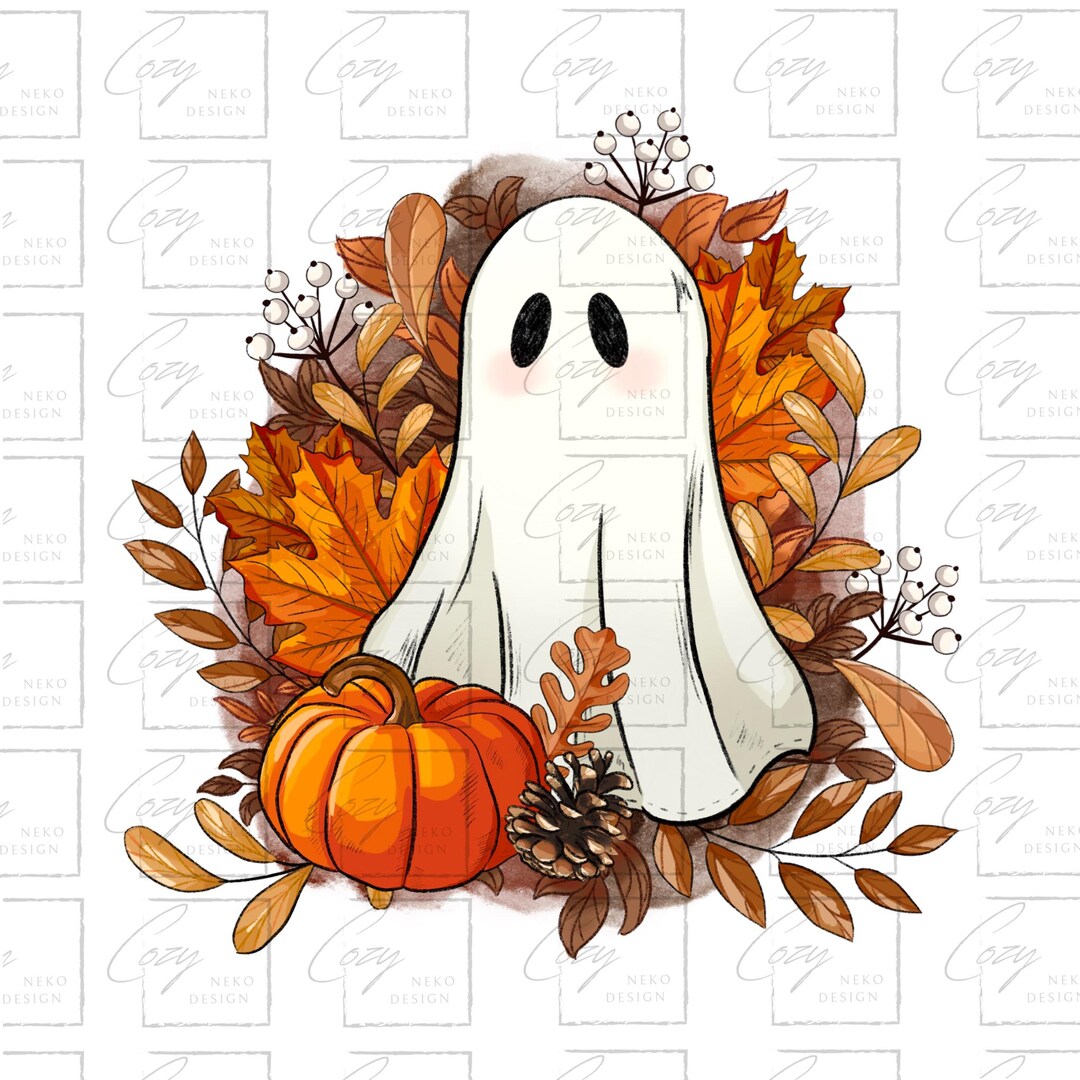 Fall Ghost Png, Spooky Ghost, Halloween Png, Autumn Leaves, Fall Png ...