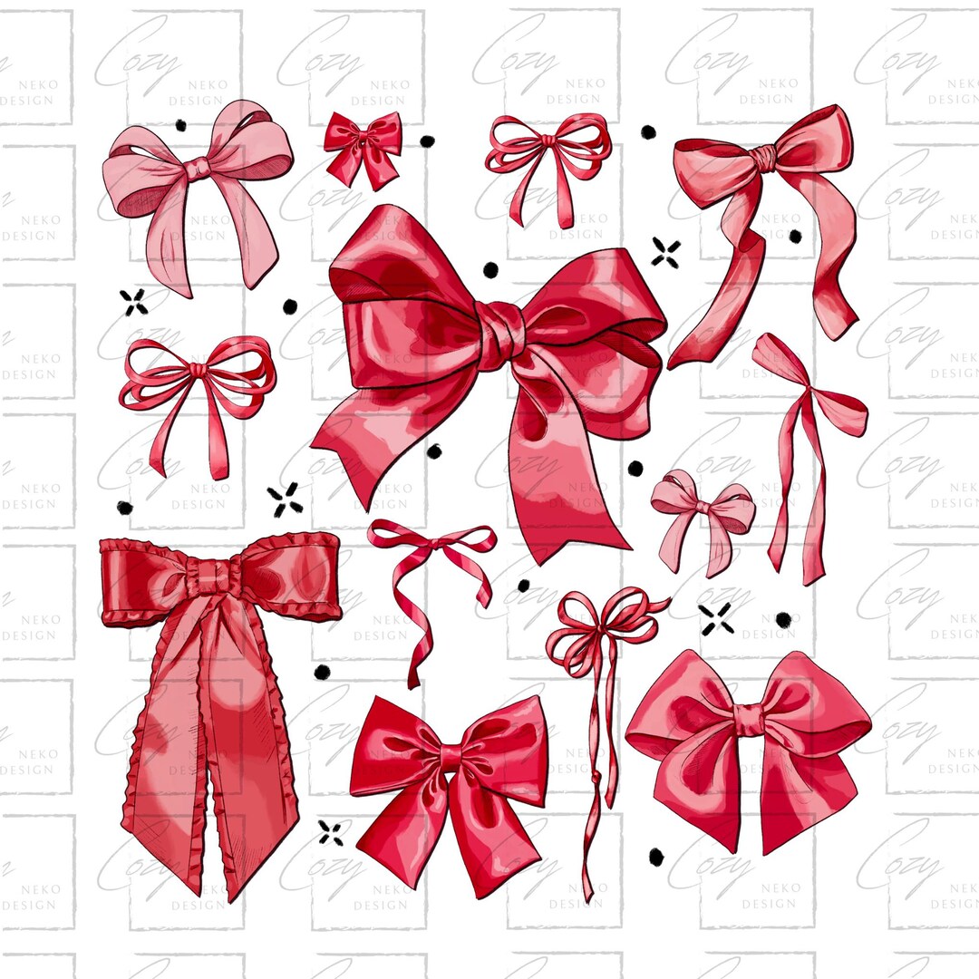 Christmas Coquette Bows Png, Christmas Girly Png, Red Bow Png, Holiday ...