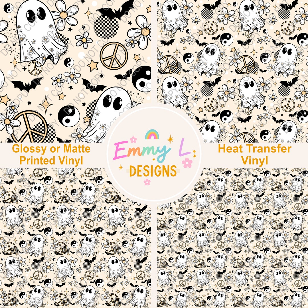 Groovy Ghosts Patterned Vinyl Sheet, Adhesive Vinyl, Printed Vinyl, HTV ...