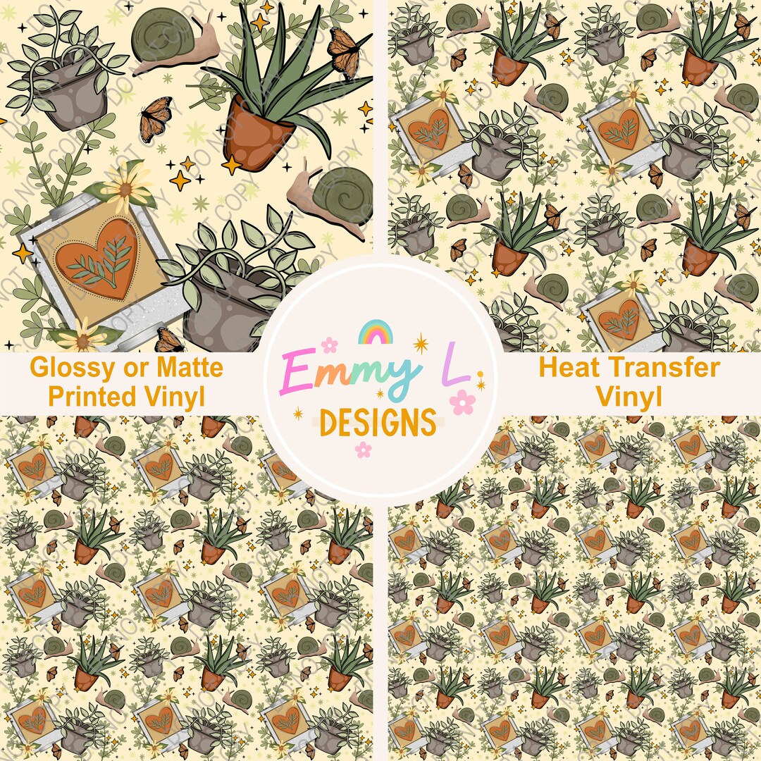 Cream Plant Mom Patterned Vinyl Sheet, Adhesive Vinyl, Printed Vinyl ...