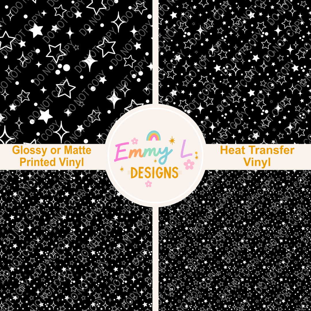 Black and White Stars Patterned Vinyl Sheet, Adhesive Vinyl, Printed ...
