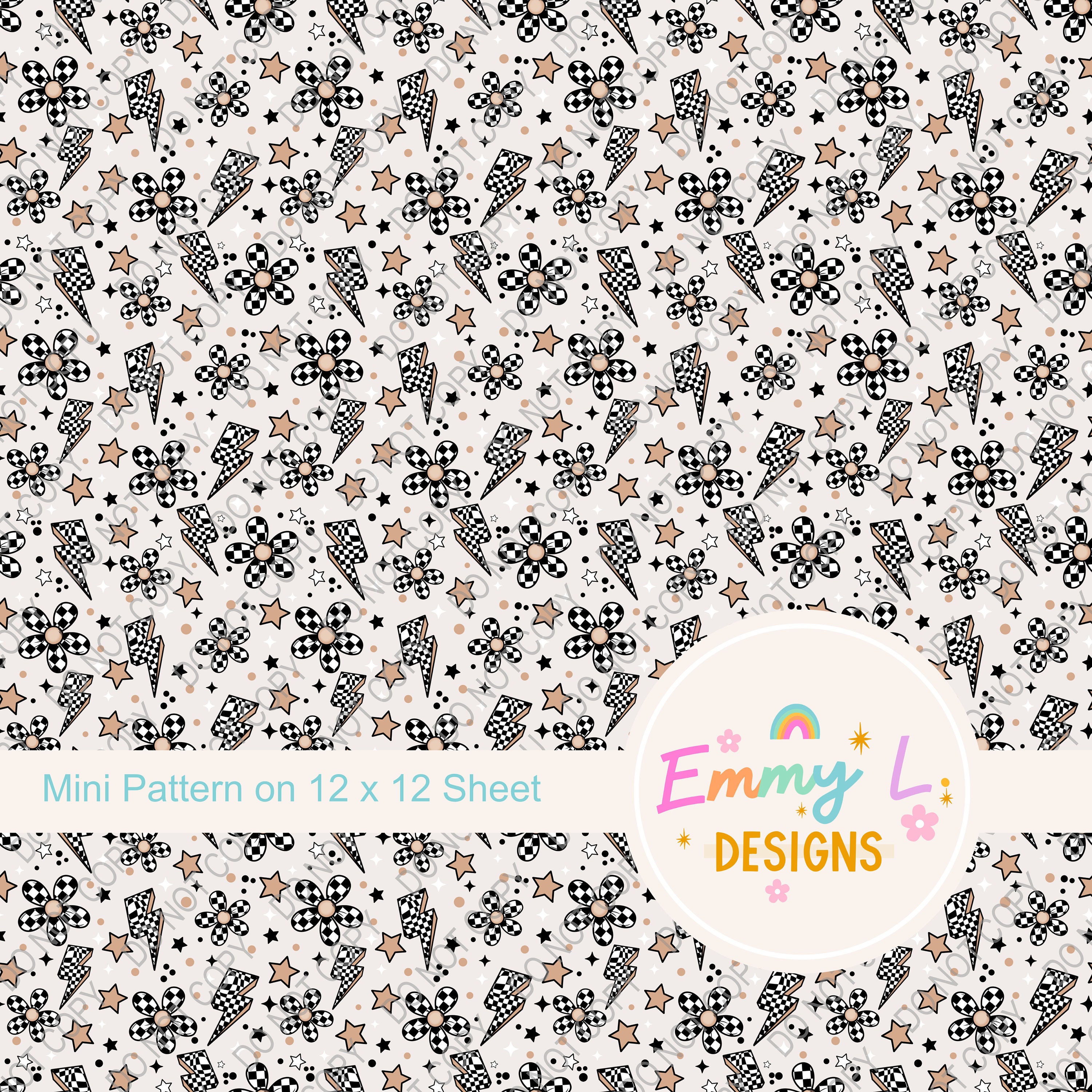 Checkered Floral Patterned Vinyl Sheet, Adhesive Vinyl, Printed Vinyl ...