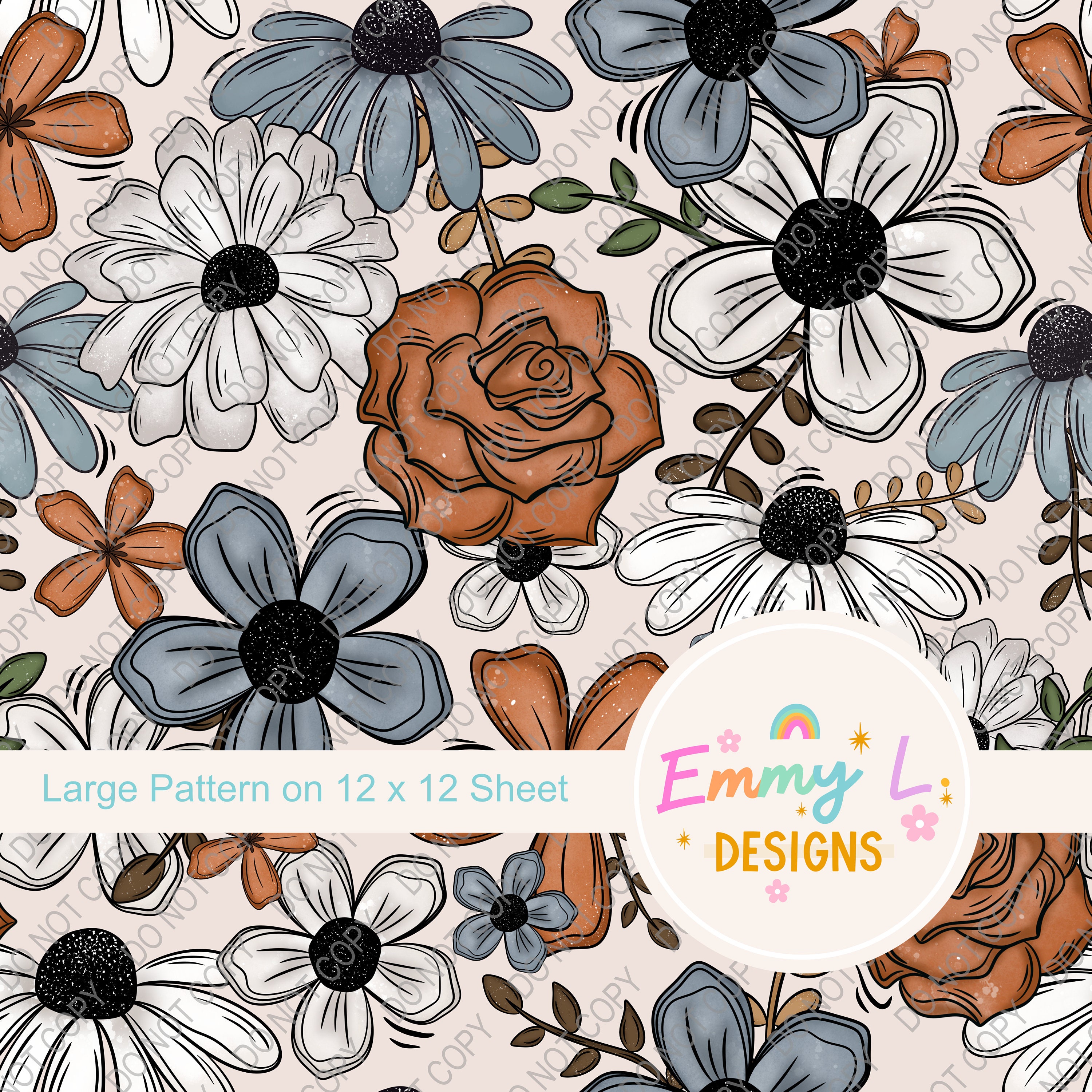 Fall Floral Patterned Vinyl Sheet, Adhesive Vinyl, Printed Vinyl, HTV ...
