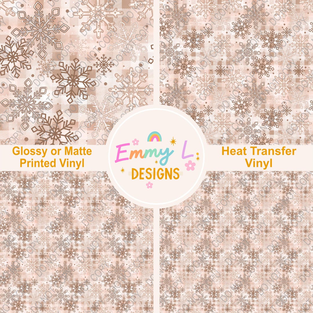 Beige Snowflakes Patterned Vinyl Sheet, Adhesive Vinyl, Printed Vinyl ...