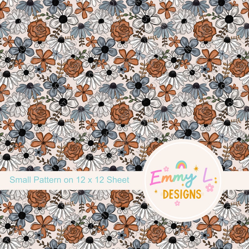 Fall Floral Patterned Vinyl Sheet, Adhesive Vinyl, Printed Vinyl, HTV ...