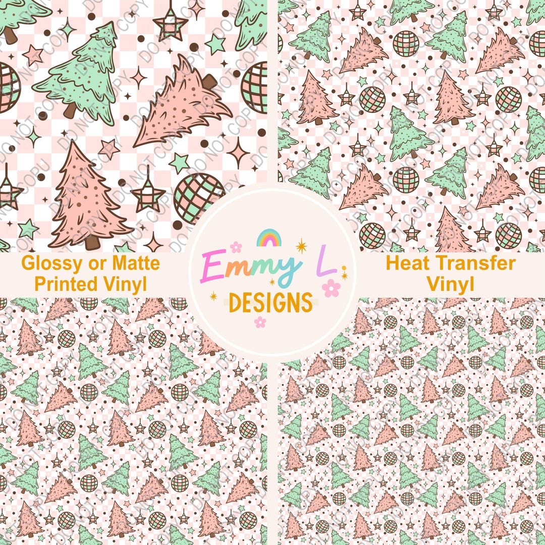 Pastel Trees Patterned Vinyl Sheet, Adhesive Vinyl, Printed Vinyl, Heat ...