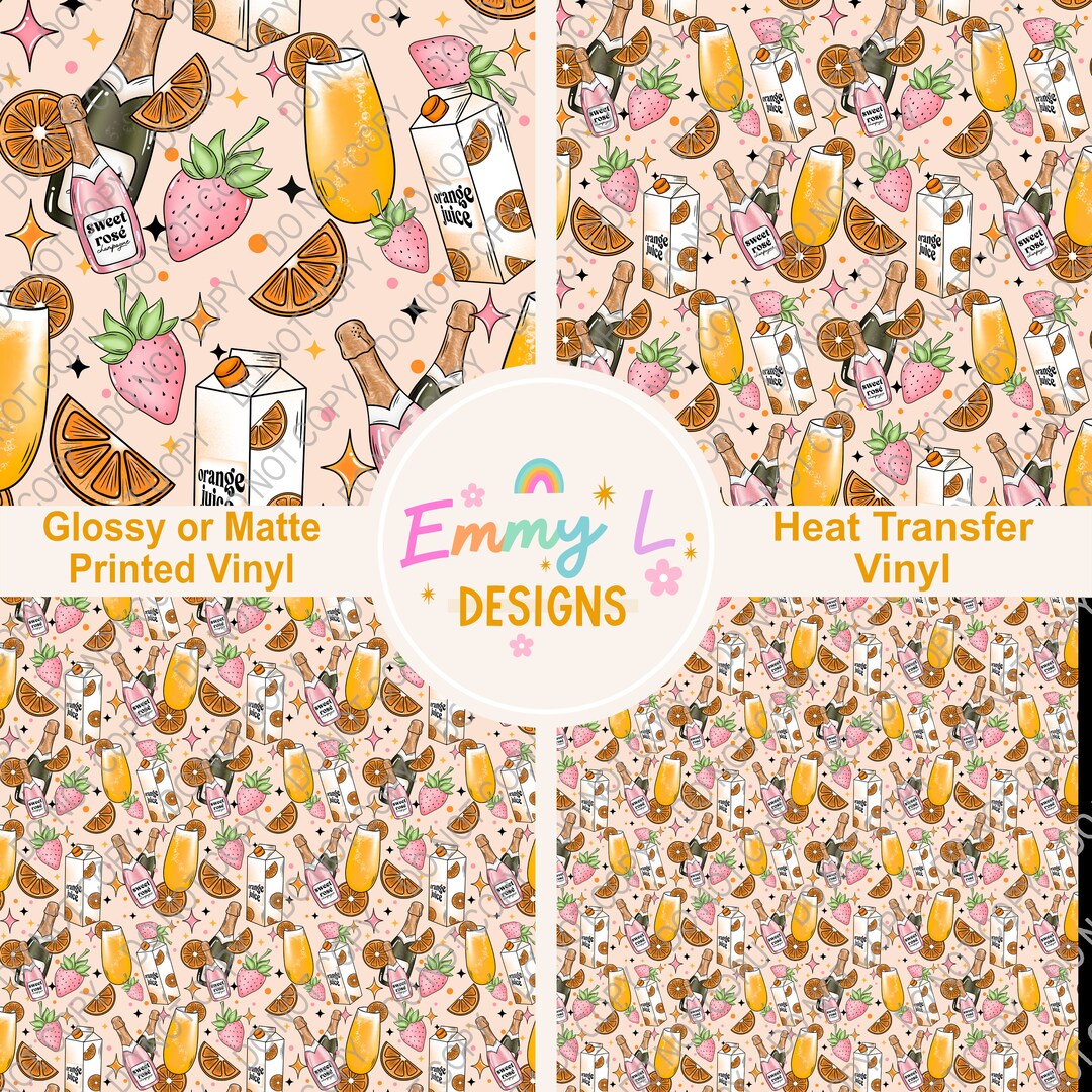 Mimosa Splash Patterned Vinyl Sheet, Adhesive Vinyl, Printed Vinyl, HTV ...