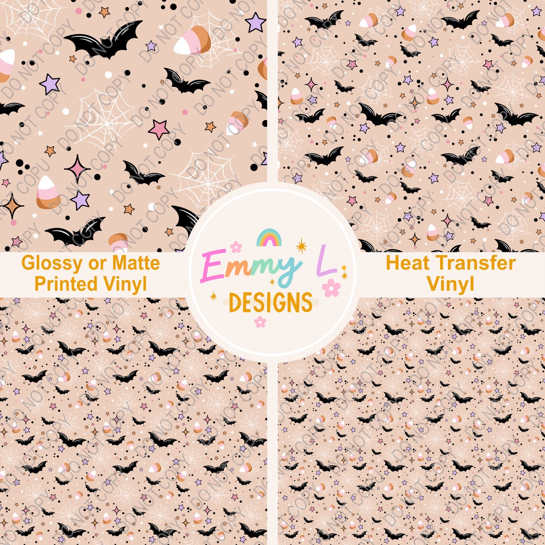 Candy Corn Bats Patterned Vinyl Sheet, Adhesive Vinyl, Bat Patterned ...