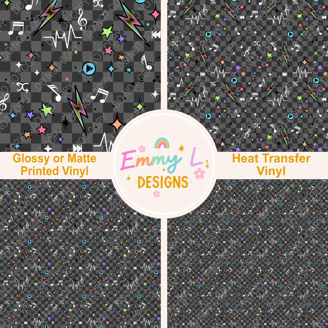 Music Notes Patterned Vinyl Sheet, Adhesive Vinyl, Printed Vinyl, HTV ...