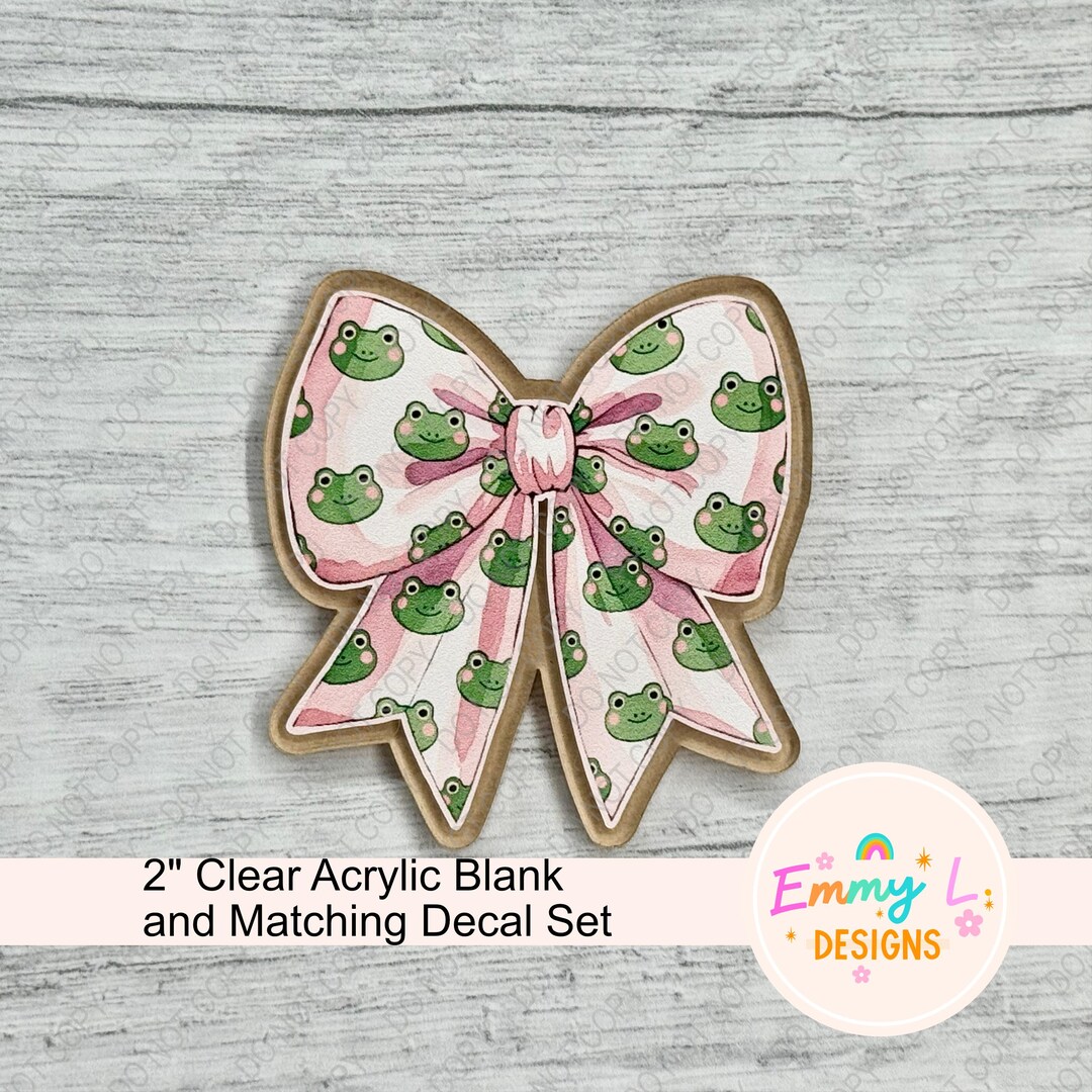Pink Coquette Frog Bow Acrylic Blank and Decal, Badge Reel Supply ...