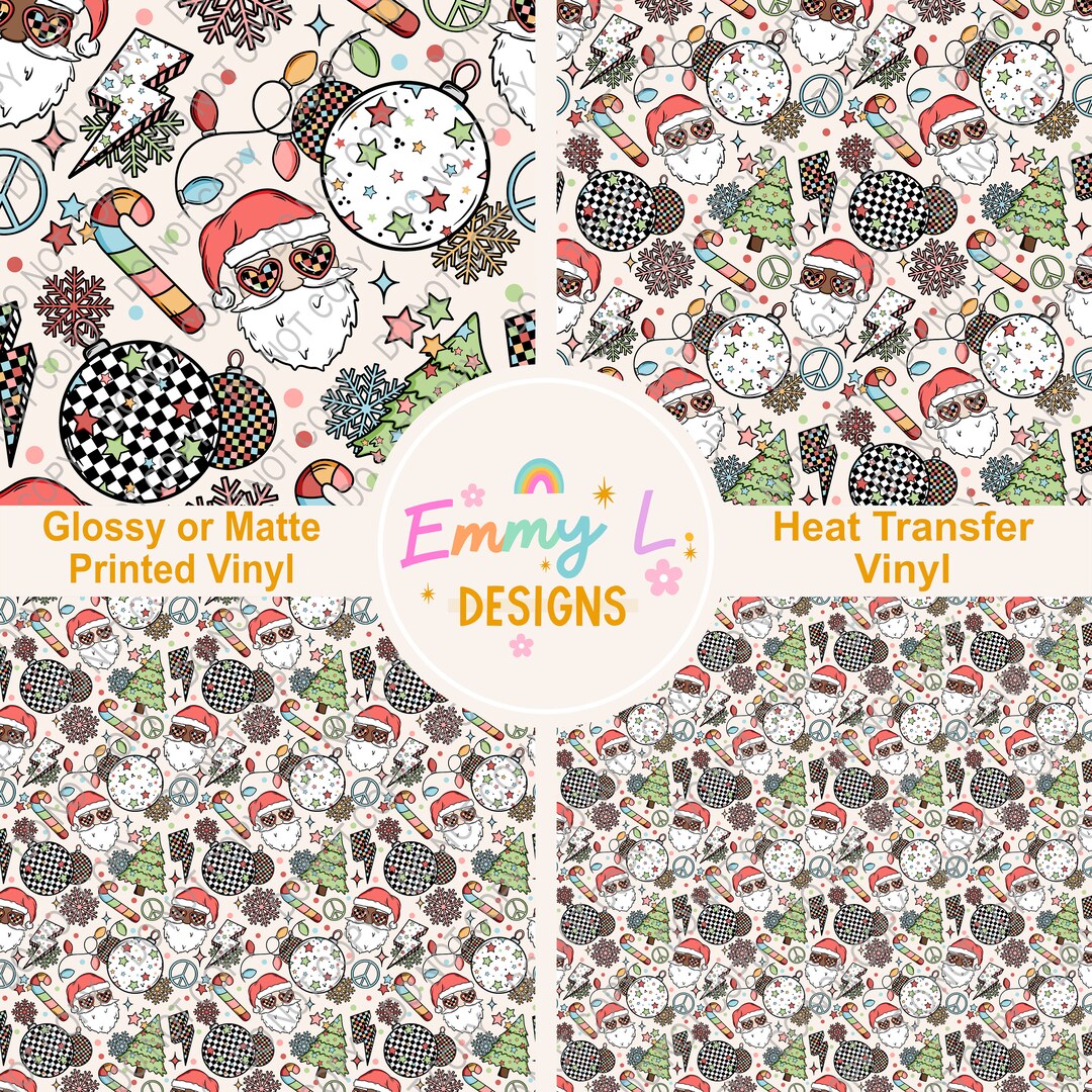 Groovy Santa Patterned Vinyl Sheet, Adhesive Vinyl, Printed Vinyl, HTV ...