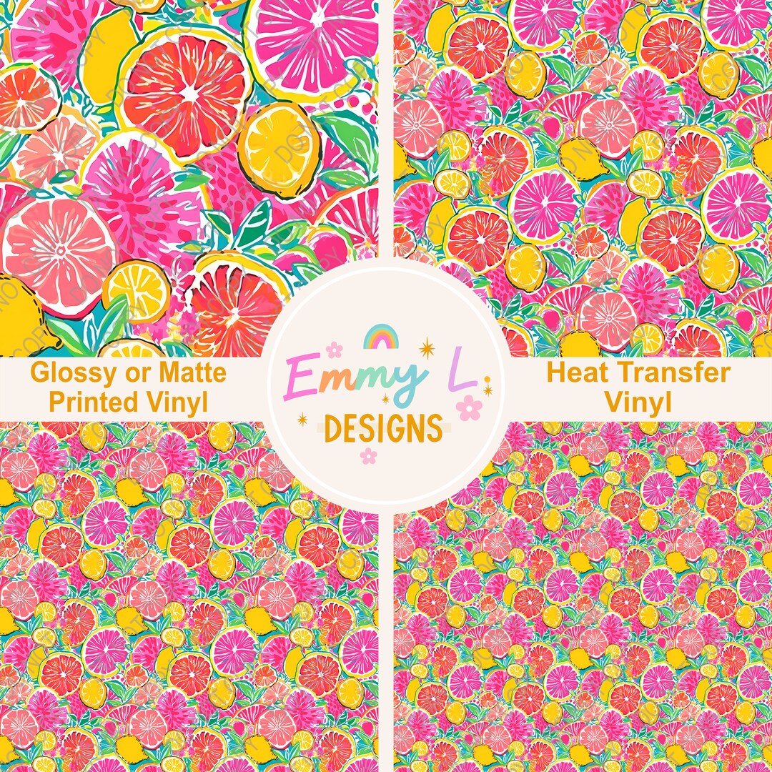 Citrus Patterned Craft Vinyl Sheet, Adhesive Vinyl, Printed Vinyl ...