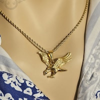 14k Solid Gold Pendant With Eagle, Personalized Pendant for Men and ...