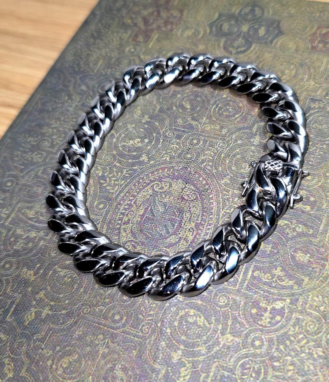 12mm 8" 9" Silver Miami Cuban Curb Link Bracelet Box Lock, Solid Heavy ...