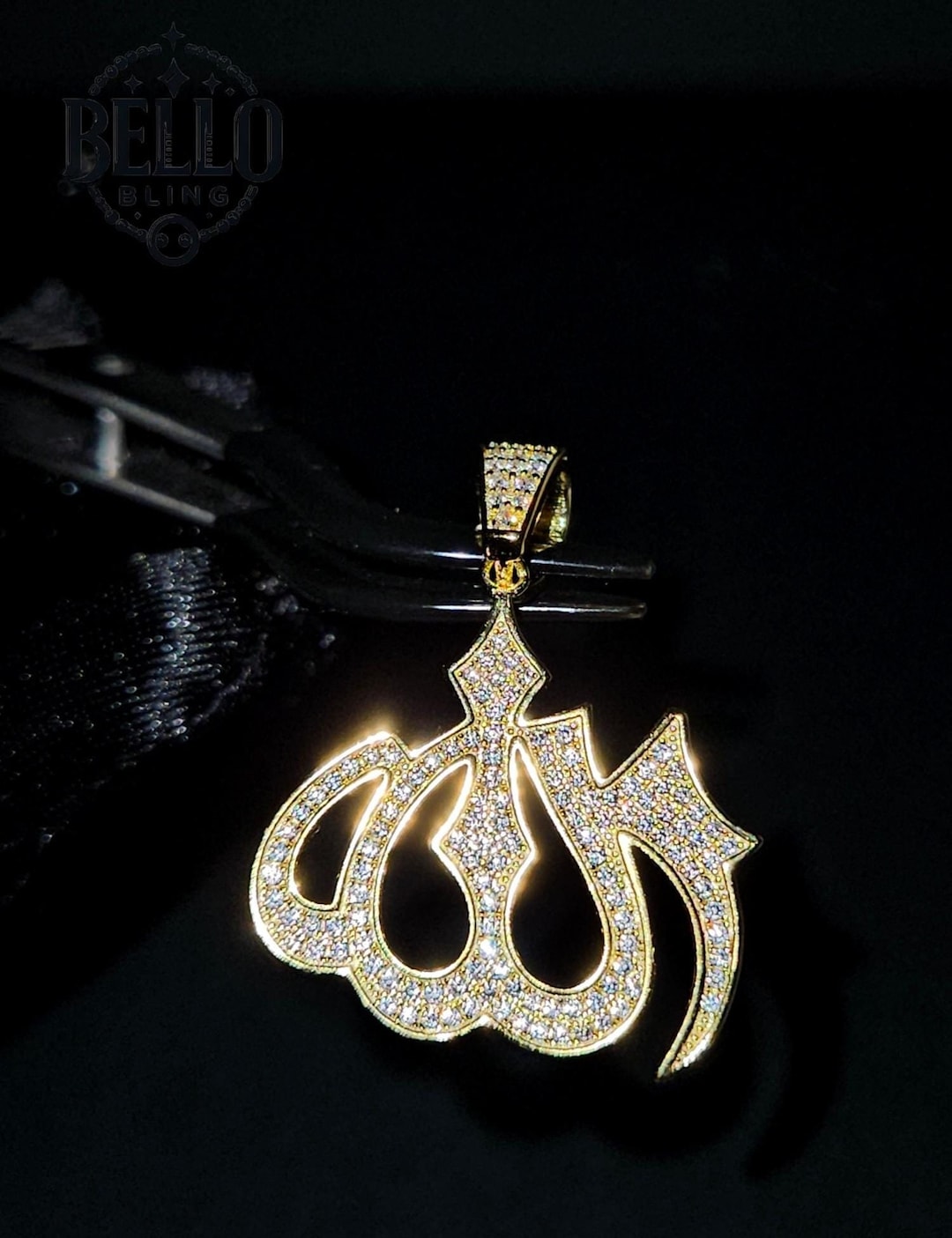 Allah Pendant Necklace Gold Finish - Islamic Jewelry, Hypoallergenic ...