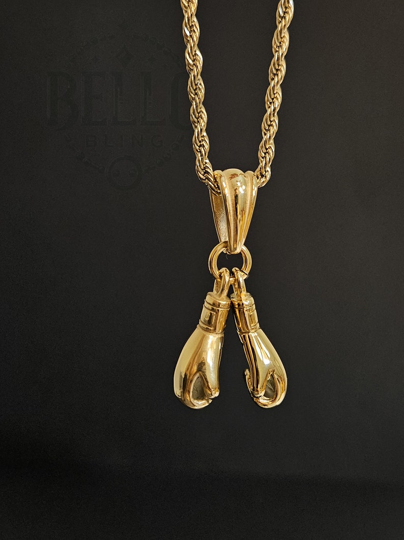 Gold Boxing Gloves Pendant Necklace: Stainless Steel Sports Jewelry - Etsy
