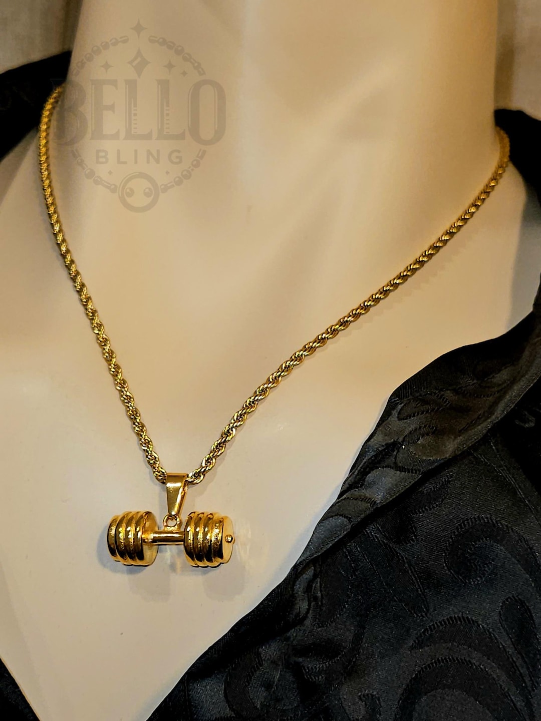 Dumbbell Pendant Necklace, Gold-finish, Gym Style, Lift Life, Fitness ...