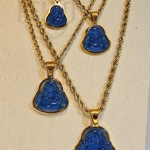 Luxe Lucky Blue Buddha Pendant Necklace - Hypoallergenic Bling ...