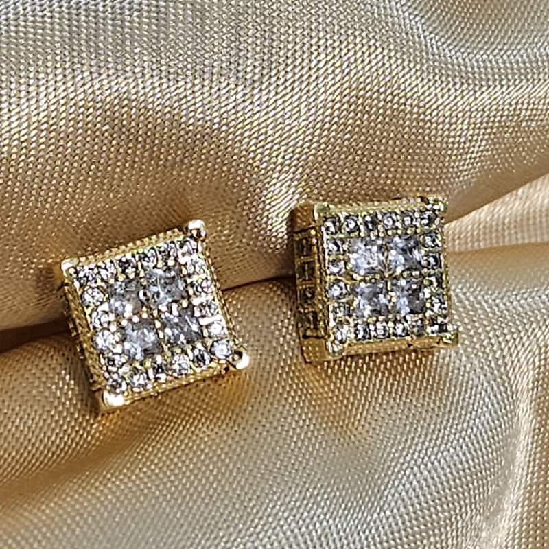 Gold Square Earrings With Diamonds - Etsy