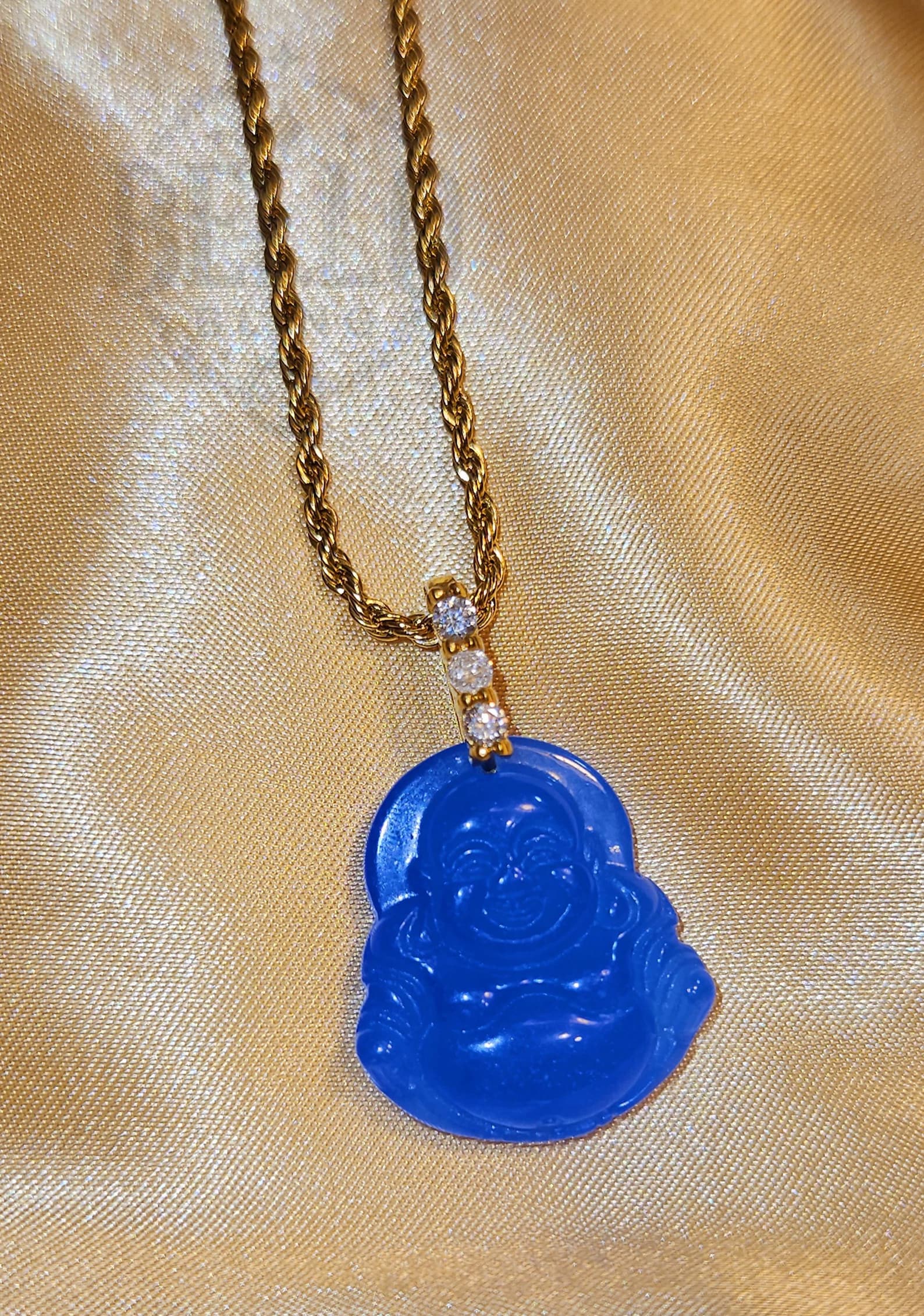 Lucky Charm Blue Buddha Pendant Necklace - Hypoallergenic Bling, Luxe ...
