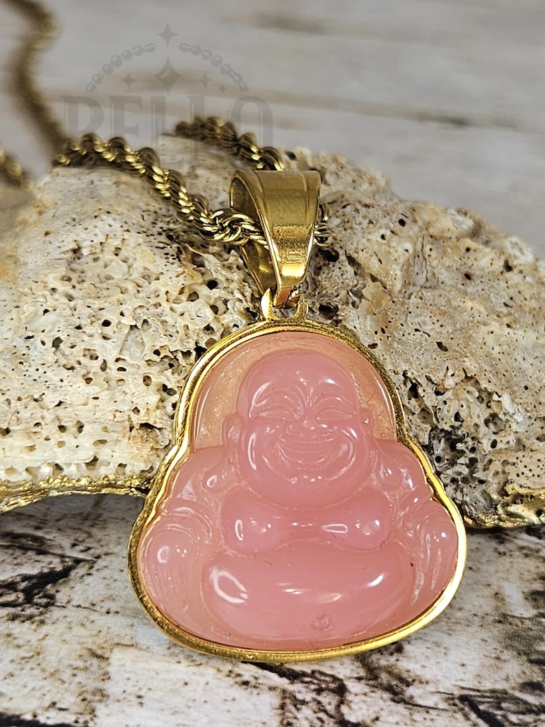 Luxe Lucky Pink Buddha Pendant Necklace - Hypoallergenic Bling ...