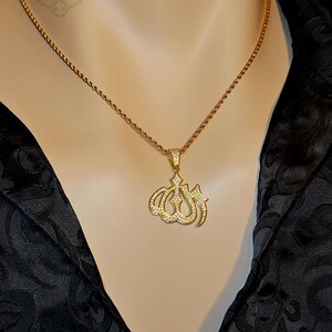 Allah Pendant Necklace Gold Finish - Islamic Jewelry, Hypoallergenic ...