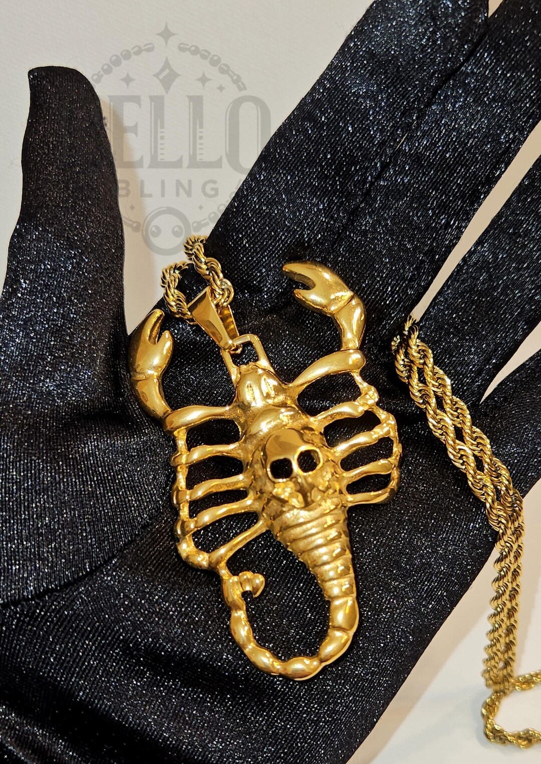Men Women 14k Gold Sculpted Scorpion Venom Pendant Charm Necklace ...