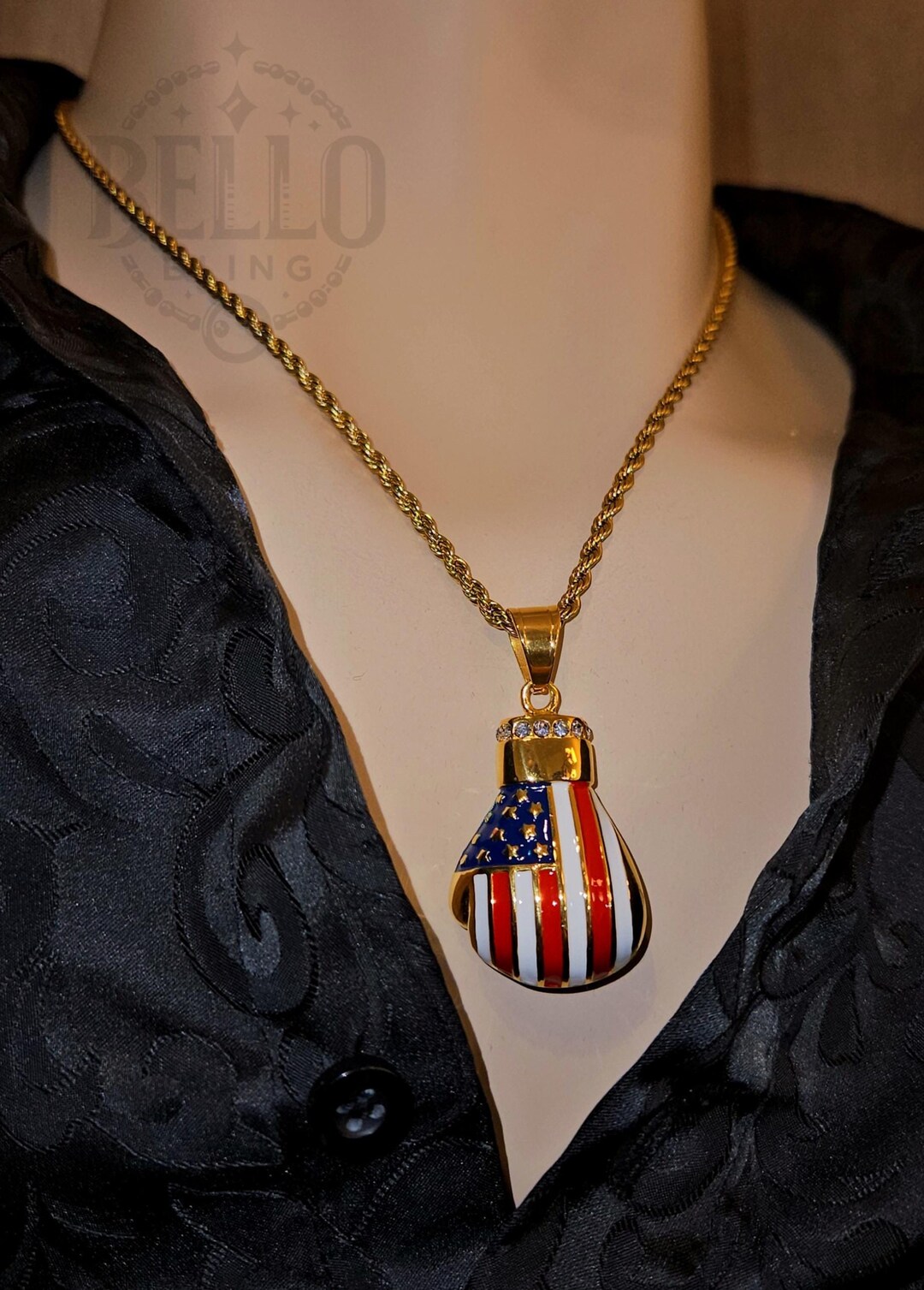 Boxing Glove Pendant, Gold-finish, Fighter's Style, Boxing Drip, Sports ...