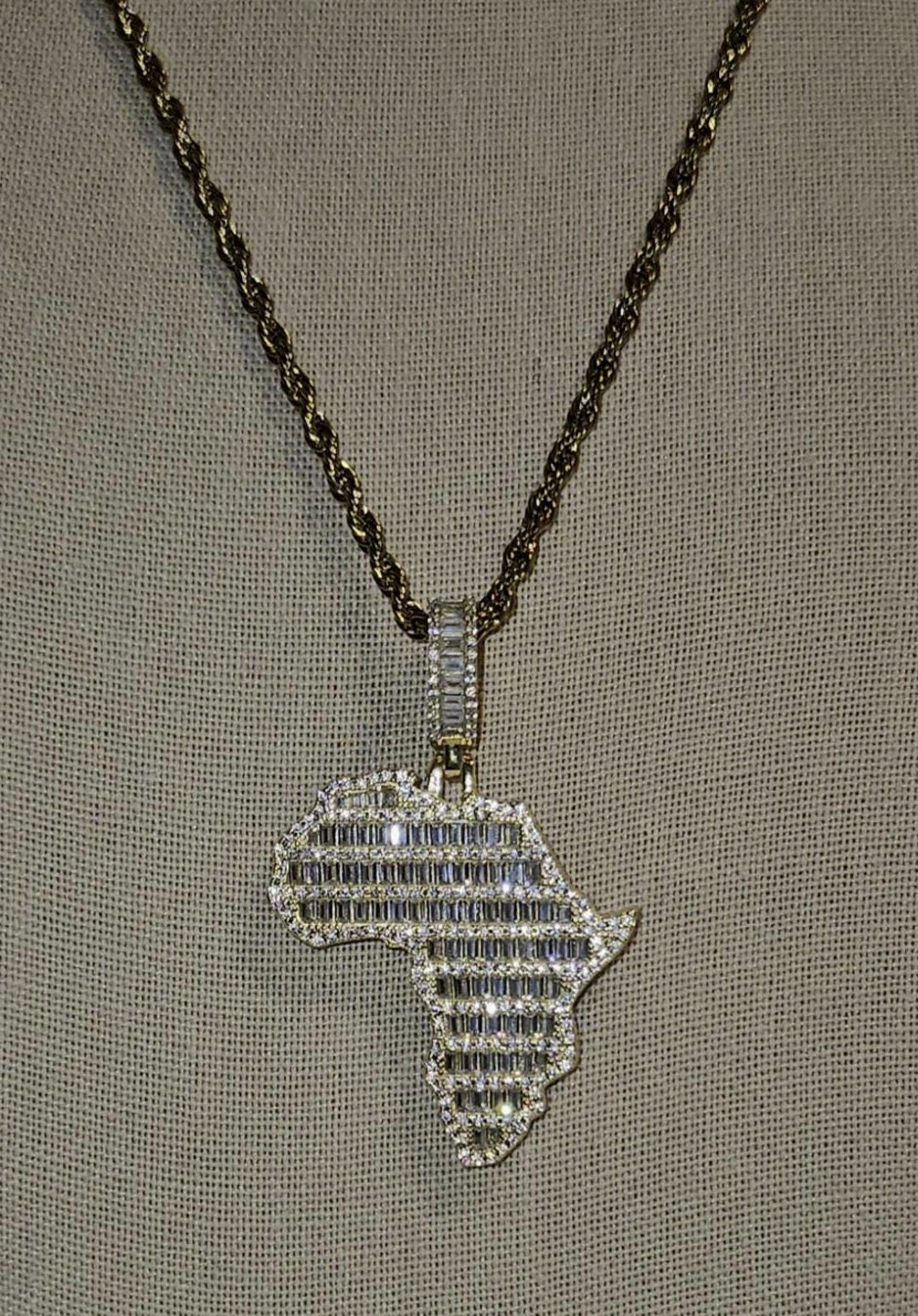 Baguette African Map Pendant Necklace – 925 Sterling Silver Africa ...