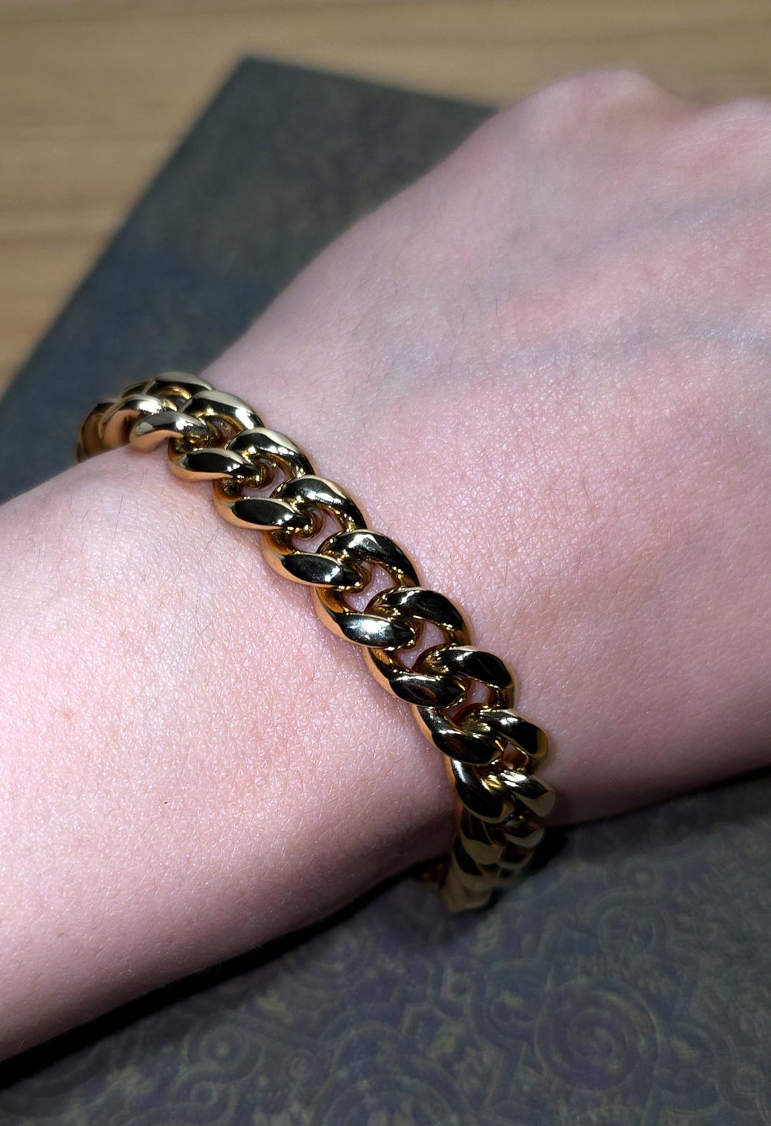 14k Gold Miami Cuban Curb Link Bracelet Box Lock, 10mm 8" Solid PVD ...