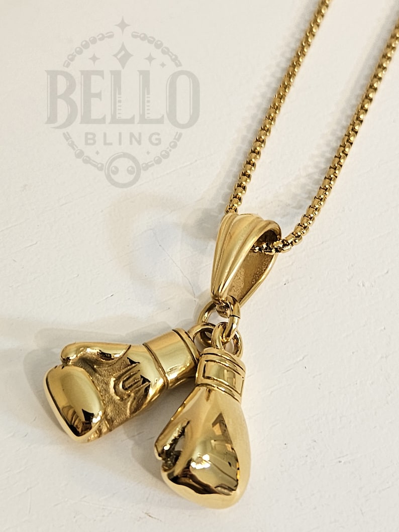 Gold Boxing Gloves Pendant Necklace: Stainless Steel Sports Jewelry - Etsy