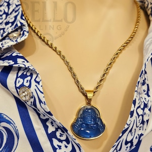 Luxe Lucky Blue Buddha Pendant Necklace - Hypoallergenic Bling ...