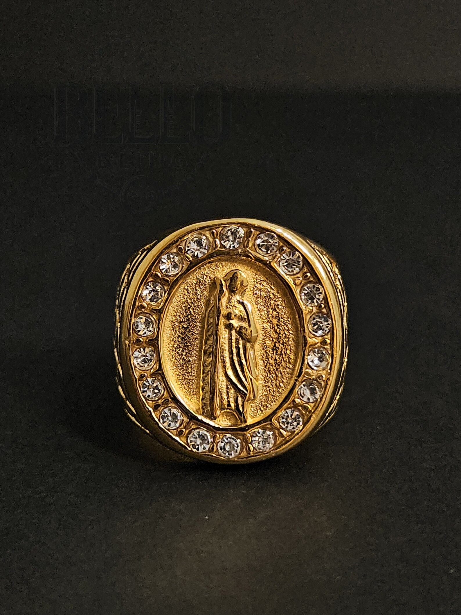 Gold San Judas Ring: CZ Diamond Stainless Steel Religious Jewelry - Etsy