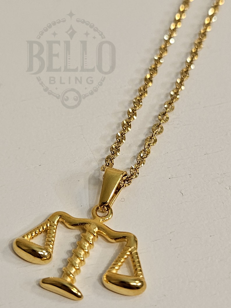 Gold Scales of Justice Pendant Necklace Legal Jewelry, Detailed Balance ...