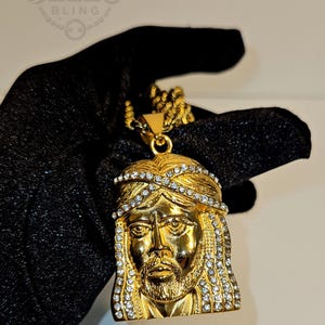 Gold Jesus Pendant Necklace - Religious Jewelry, Stainless Steel ...