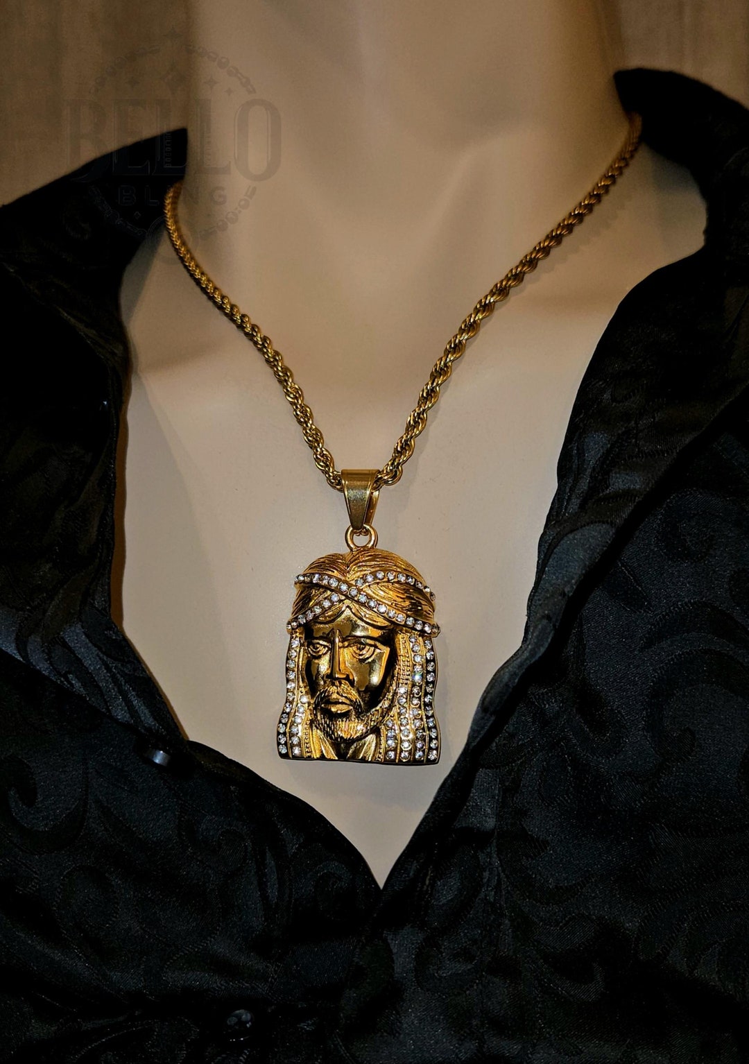 Gold Jesus Pendant Necklace - Religious Jewelry, Stainless Steel ...