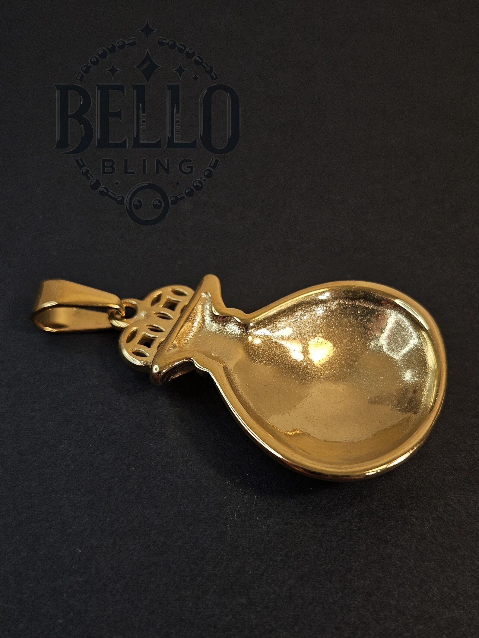 Money Bag Pendant, Gold-finish, Iced Out, Money Necklace, Bling Jewelry ...