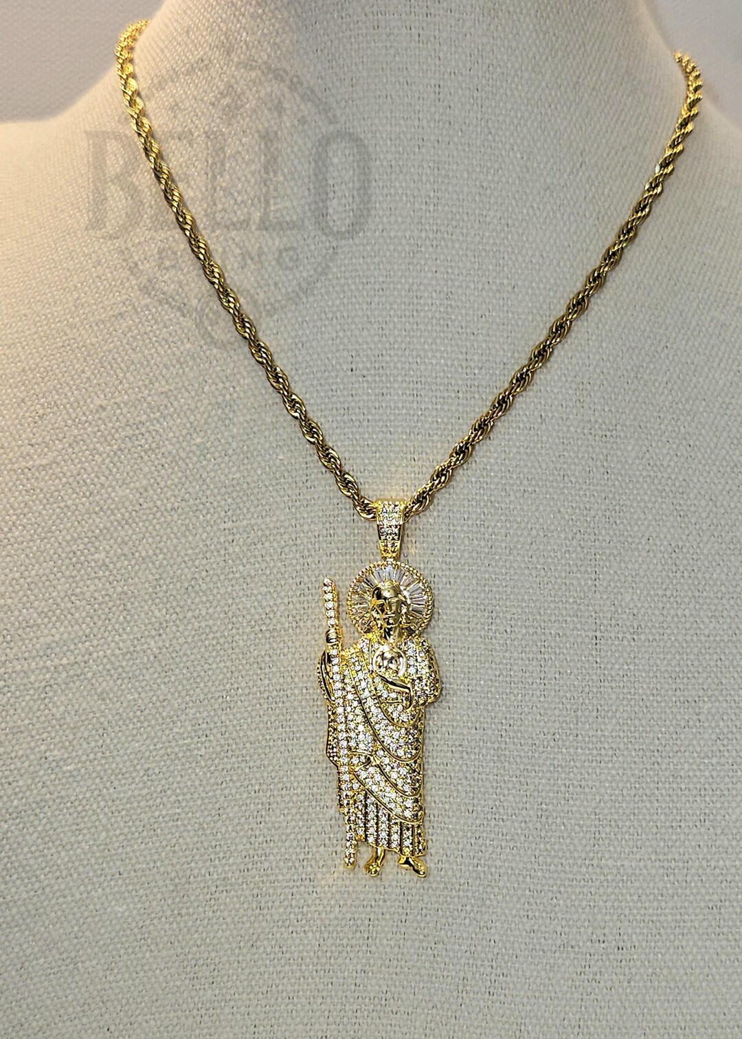 Gold San Judas Tadeo Pendant - Religious Spiritual Religious Christian ...