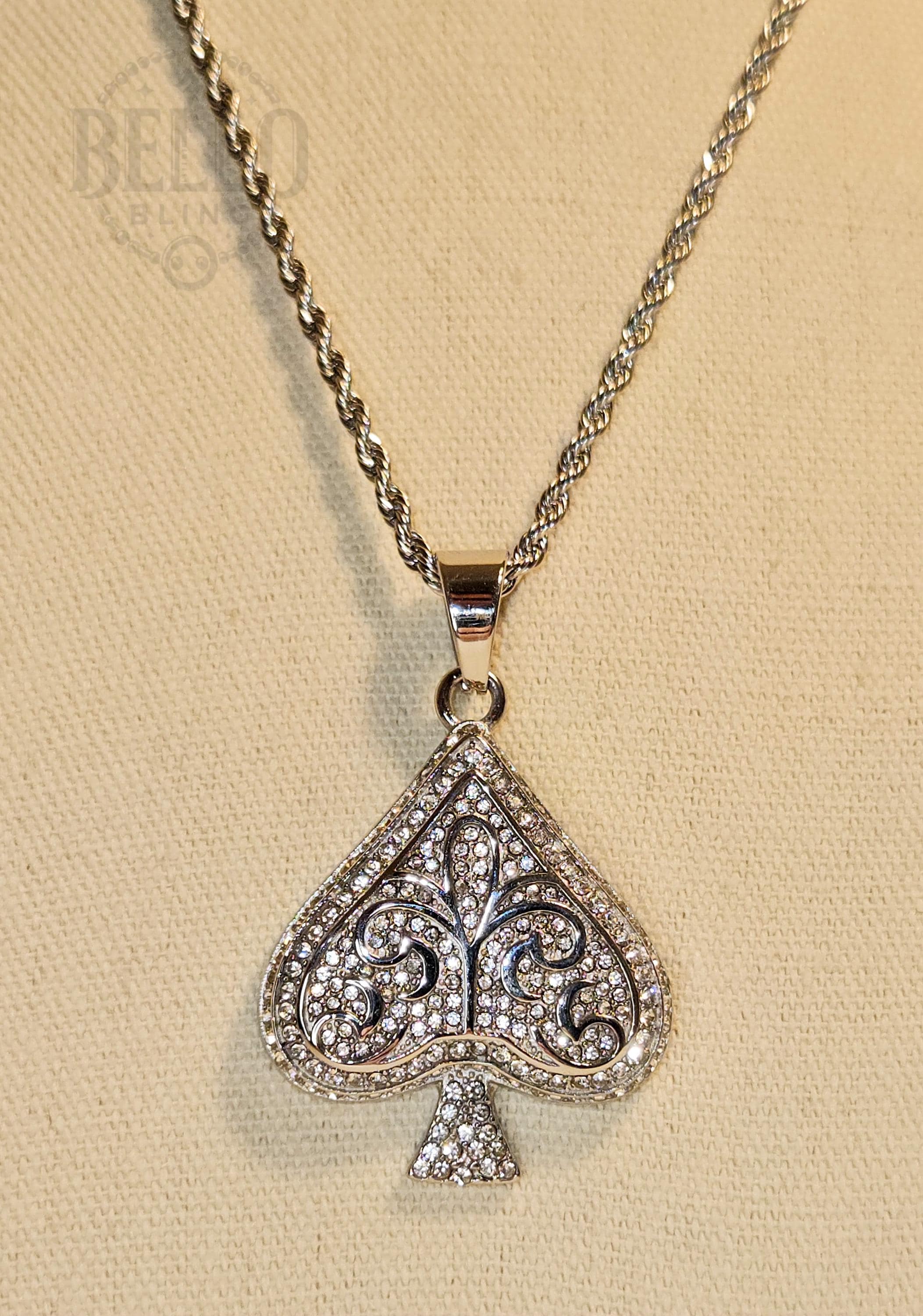 Ace of Spades Pendant Necklace - Playing Card Jewelry, Poker Bling ...