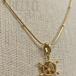 Gold Ship Wheel Pendant Necklace: Stainless Steel Nautical Charm - Etsy