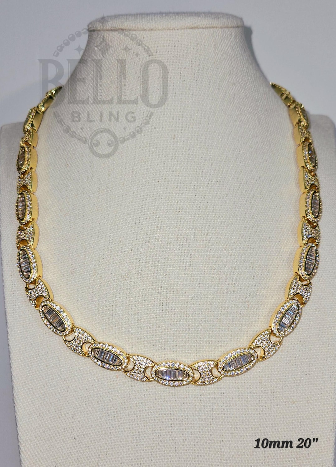Designer 10mm Mariner Capsule Link Chain Necklace, 14k Gold Finish Iced ...