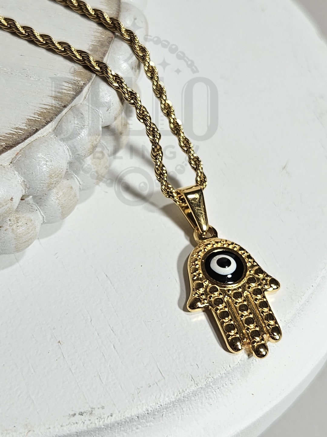 Hamsa Necklace, Hamsa Hand of Fatima Necklace, Hand of Fatima, Dainty ...
