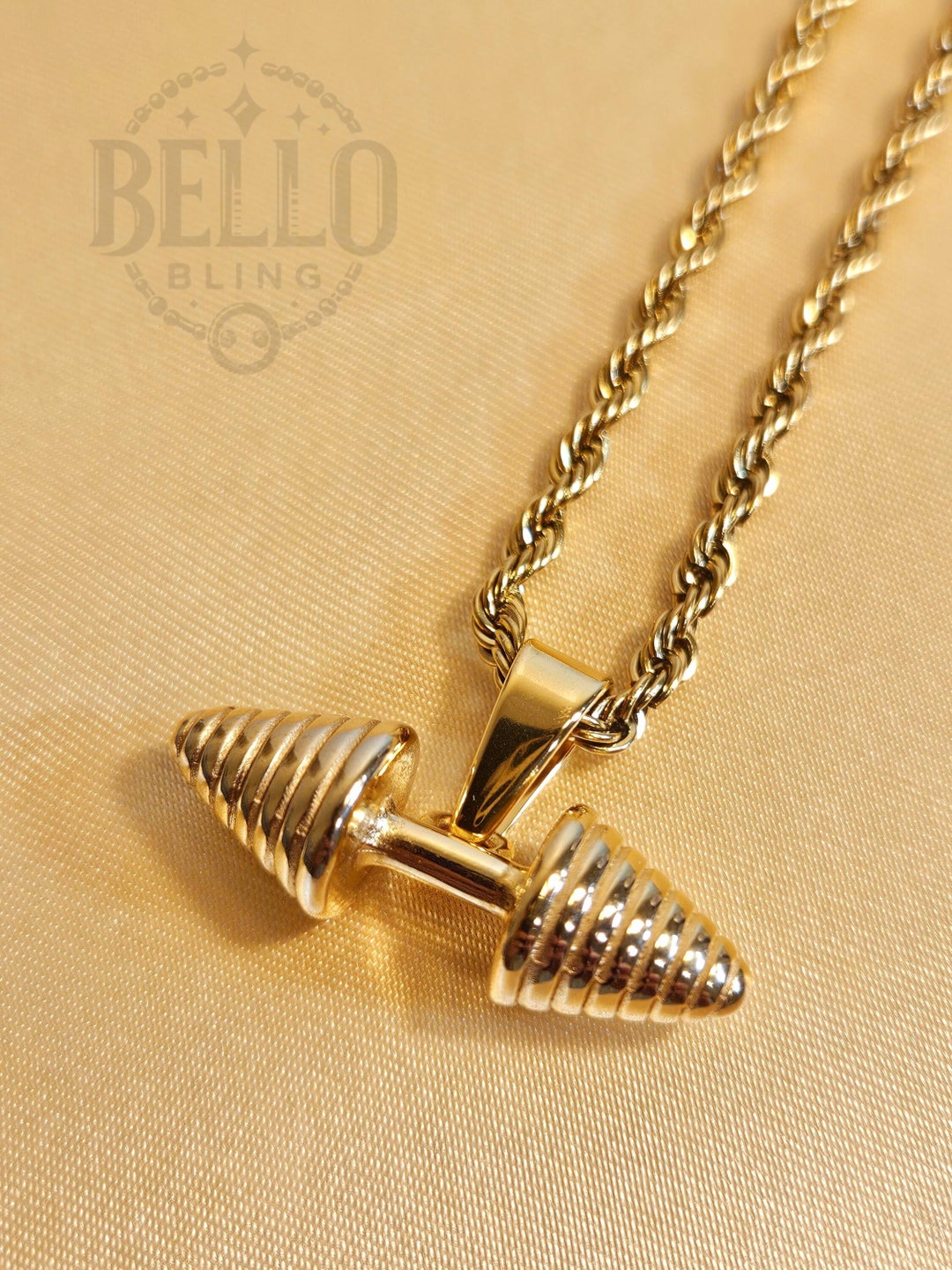 Dumbbell Pendant Necklace, Gold-finish, Gym Style, Lift Life, Fitness ...