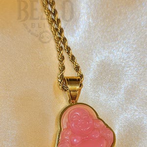 Luxe Lucky Pink Buddha Pendant Necklace - Hypoallergenic Bling ...