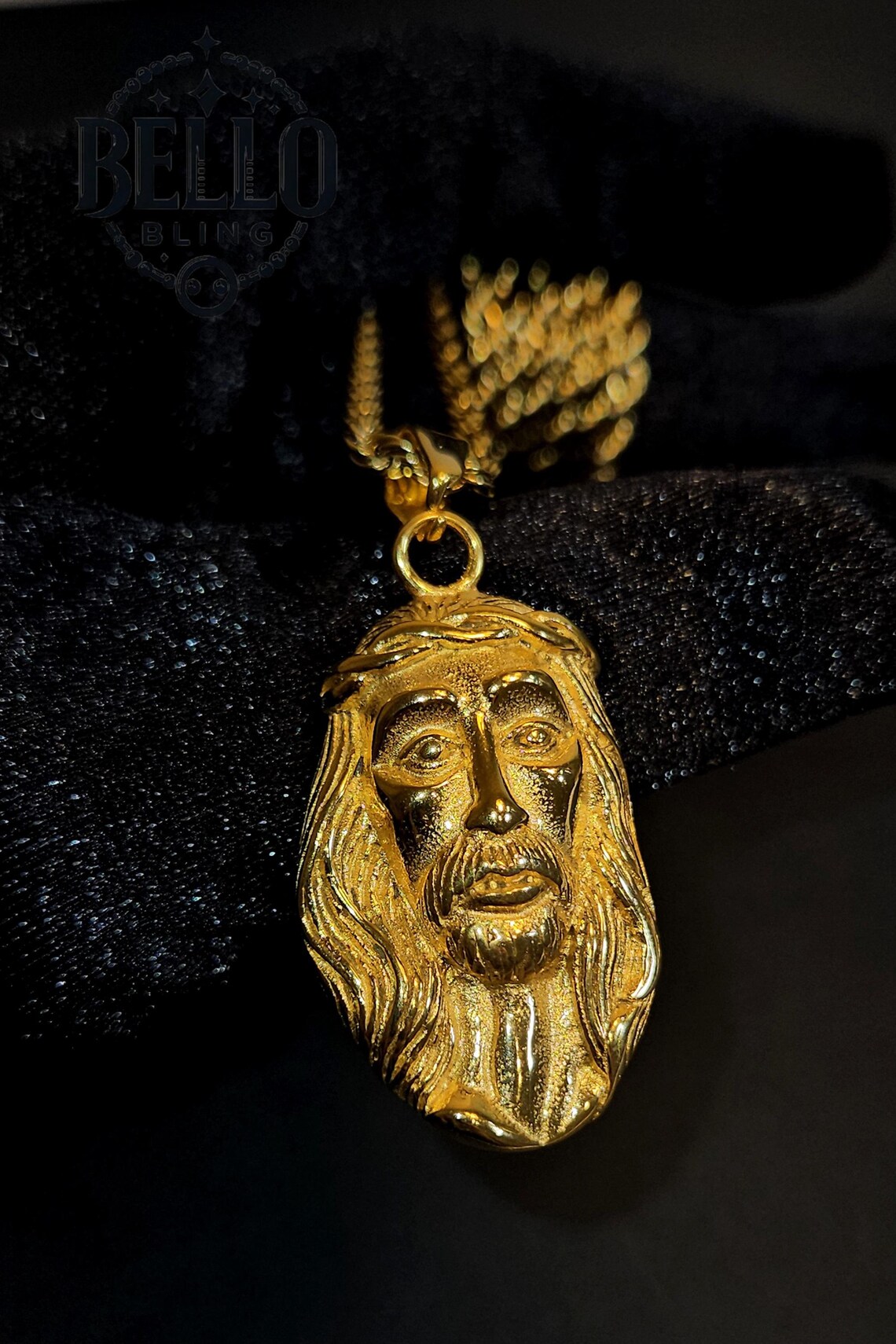 Gold Jesus Pendant Necklace - Religious Jewelry, Stainless Steel ...