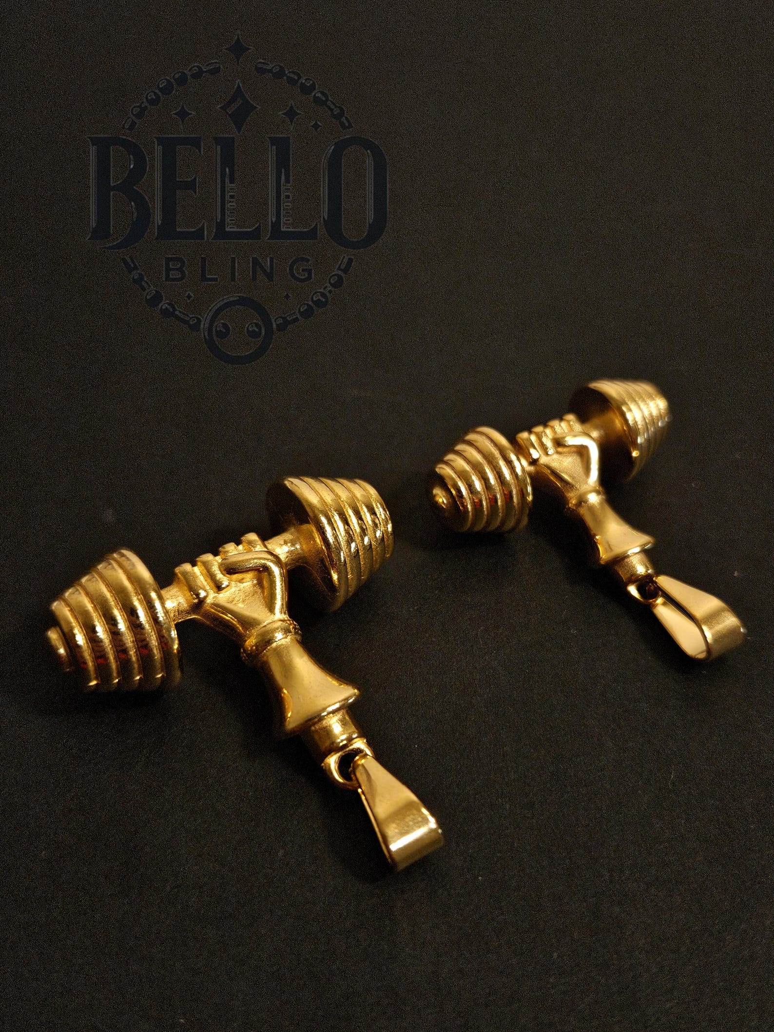 Dumbbell Pendant Necklace, Gold-finish, Gym Style, Lift Life, Fitness ...