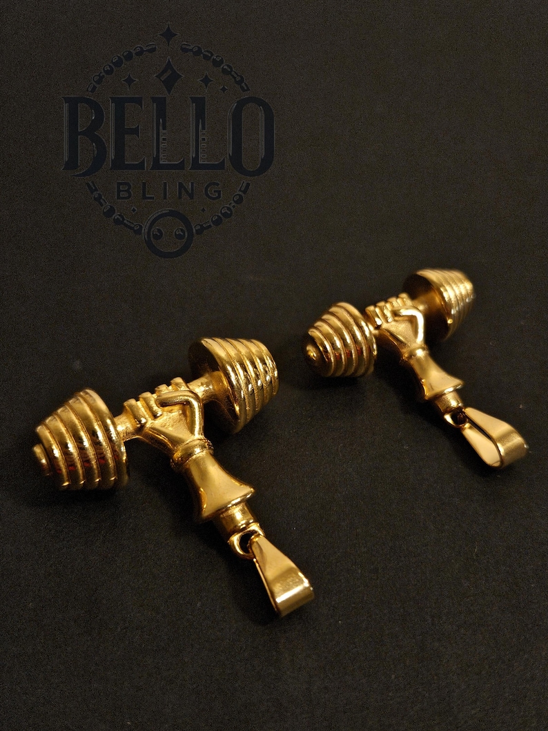 Dumbbell Pendant Necklace, Gold-finish, Gym Style, Lift Life, Fitness ...