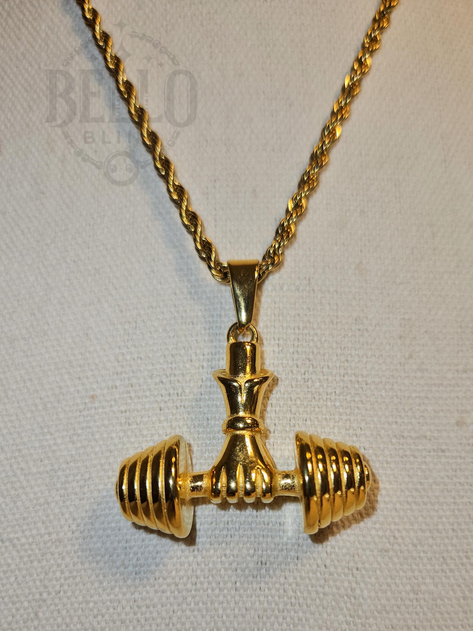 Dumbbell Pendant Necklace, Gold-finish, Gym Style, Lift Life, Fitness ...